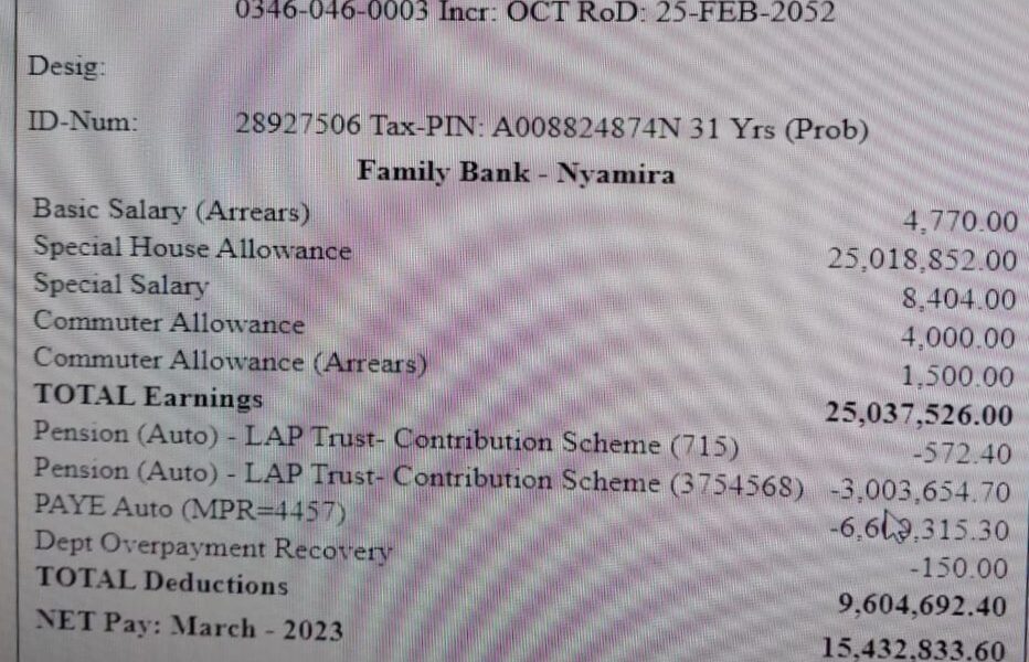 Nyamira County again on the spot as payslip of a junior employee paid ...