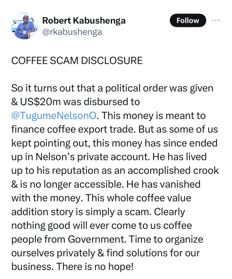 The CEO Inspire Africa Coffee, Tugume Nelson Accused By Farmers And ...