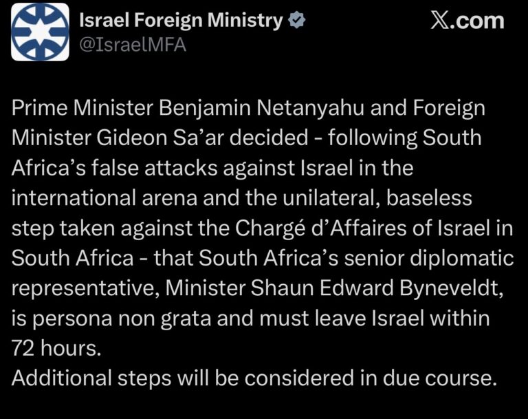 South Africa Expels Israeli Top Diplomat - Kenya Insights